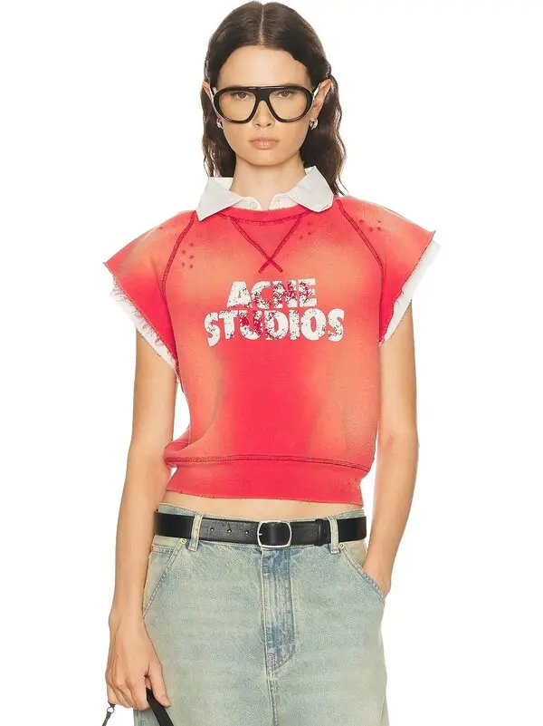 Acne Studios Frayser Sleeveless Sweatshirt - Red & White