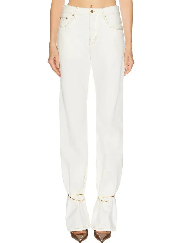 DARKPARK Cuff Adorned Slim Straight Leg - Washed White