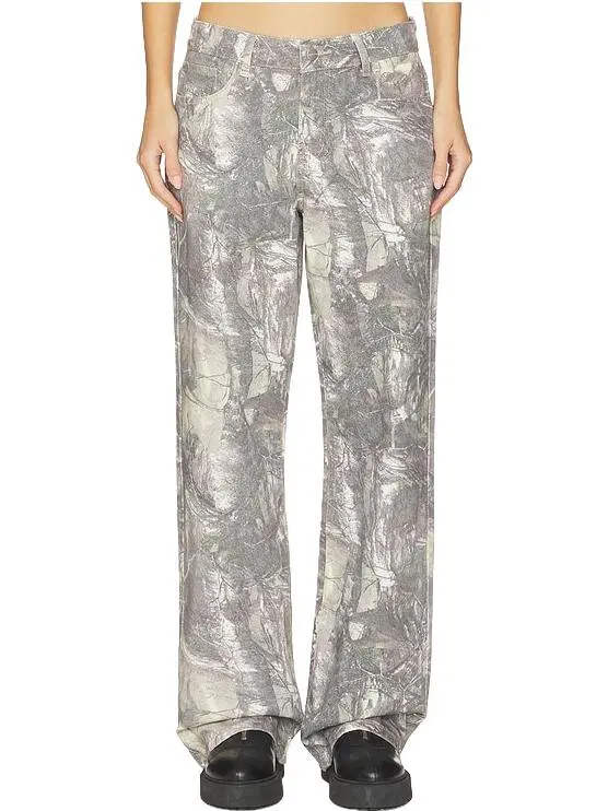 Superdown Lottie Camouflage Print Cotton Jeans - Sage