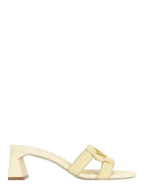 Simkhai Monogram Raffia Block Heel - Neutral