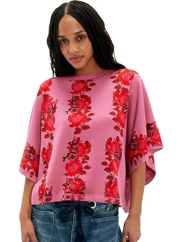 Free People We The Free Printed Dolman Sleeve T-shirt - Desert Rose Combo