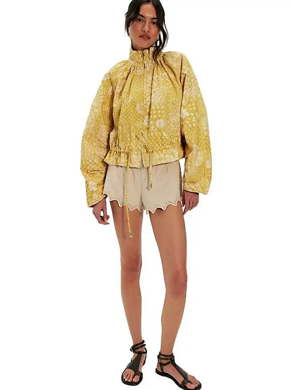 Free People Devon Printed Balloon Funnel-neck Jacket - Goldilocks Combo