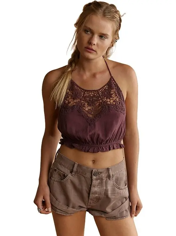 Free People Intimately Crowd Pleaser Blouson Crop Top - Shiraz