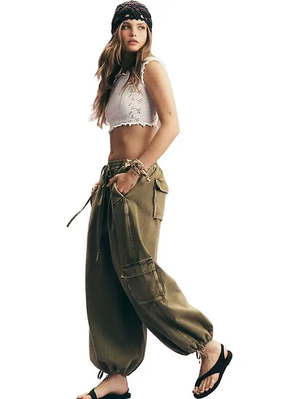 Free People Bobbi Pull-on Cargo Trousers - Army