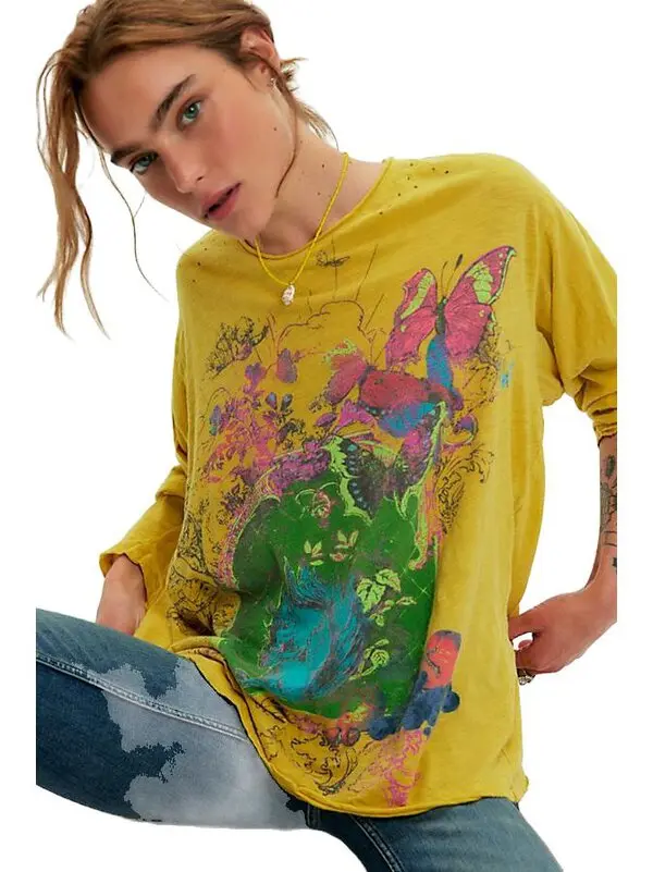 MAGNOLIA PEARL Just A Squirrel Viggo Long Sleeve Tee - Yellow