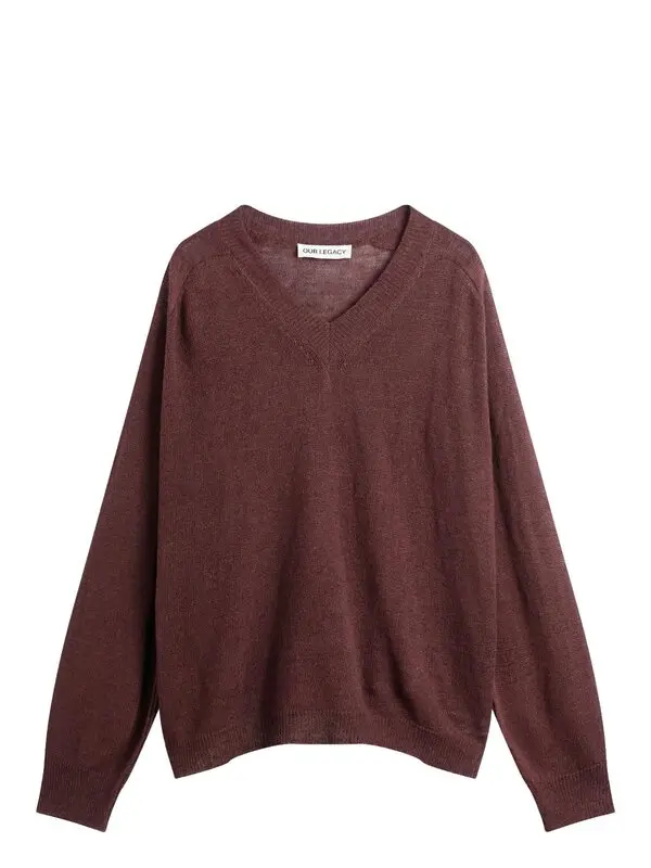Our Legacy Linen Rue V-neck Jumper - Cabernet