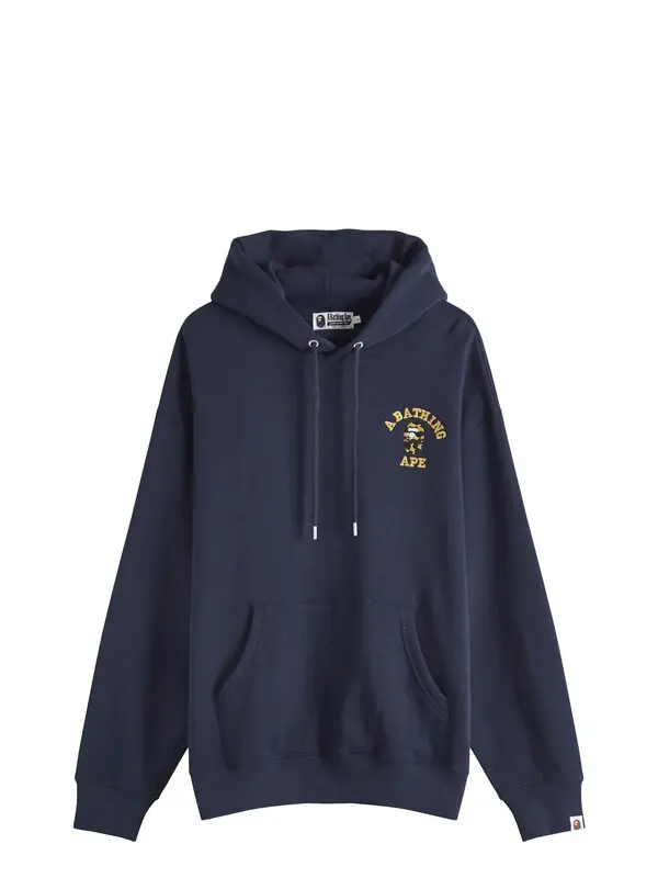 A BATHING APE 1st Camo College Logo Relaxed Fit Hoodie - Navy