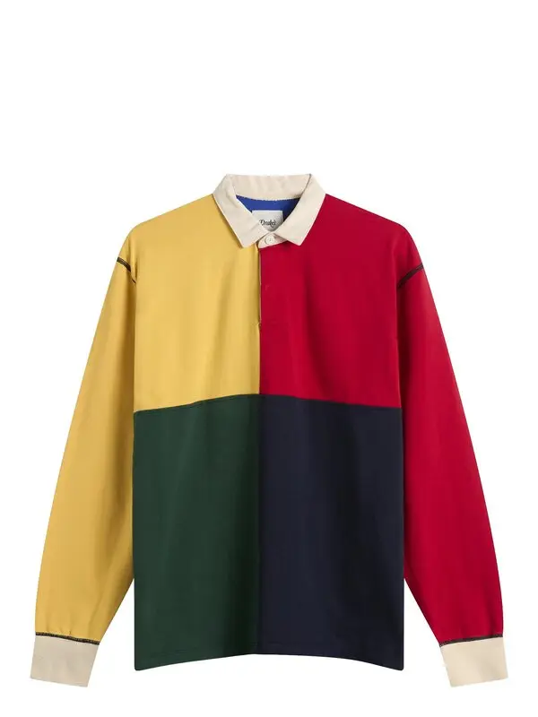 DRAKE'S Colourblock Panel Rugby - Red/yellow/blue/grn