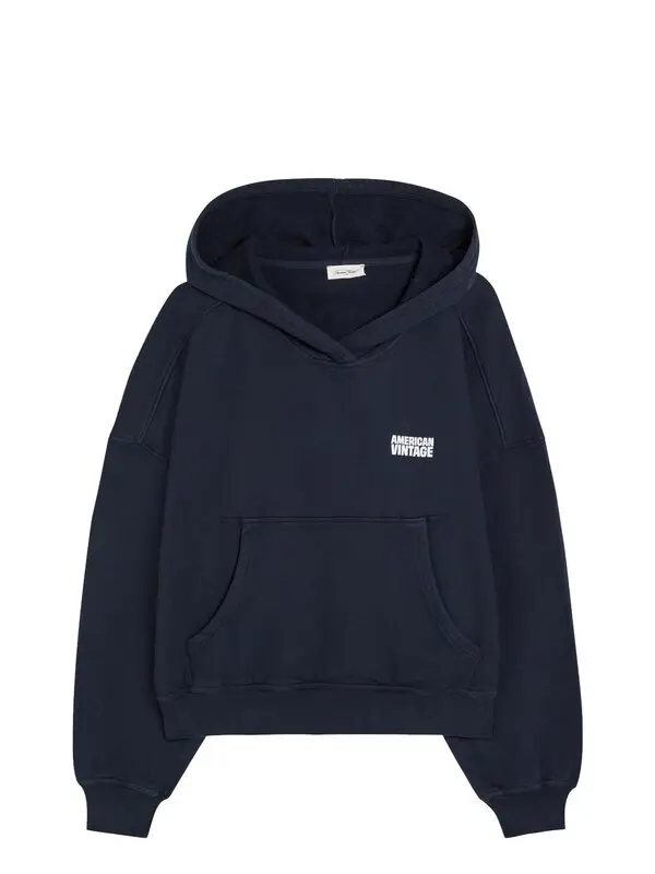 American Vintage Plizzy Hooded Cotton Sweatshirt - Navy