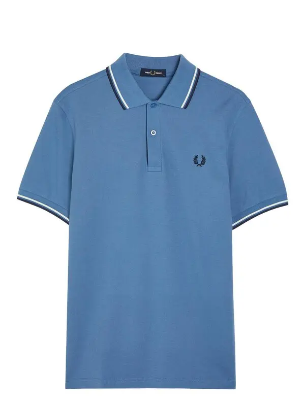 Fred Perry Twin Tipped Logo Piqué Cotton Polo Shirt - Blue