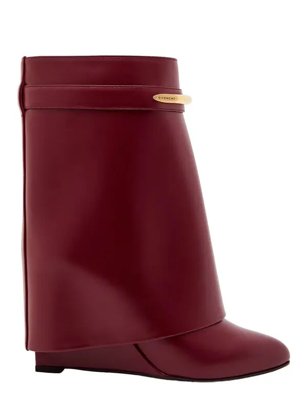 Givenchy Shark 95 Leather Mid-calf Boots - Burgundy