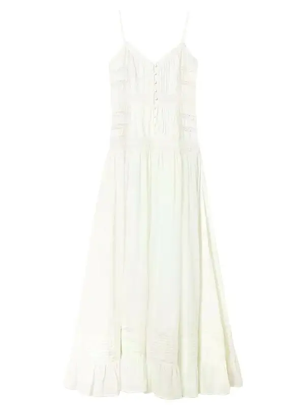 TWINSET Maxi Lace Buttoned Dress - White