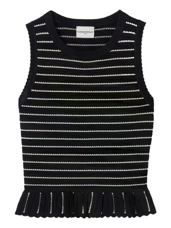 Claudie Pierlot Striped Ruffled Top - Blue