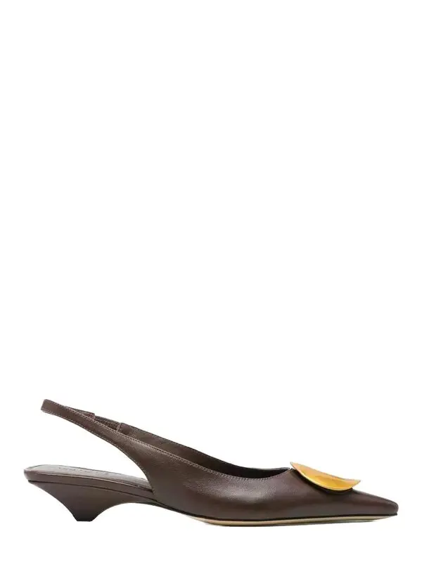 VIC MATIE Pointed-toe Leather Slingback Pumps - Brown