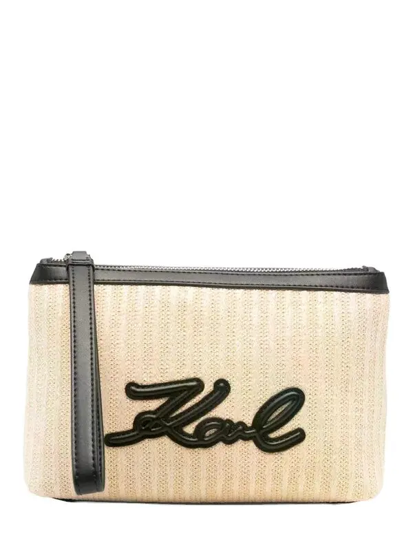 Karl Lagerfeld K/signature Logo-lettering Clutch Bag - Neutrals