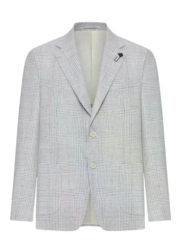 LARDINI Plaid-check Blazer - Blue