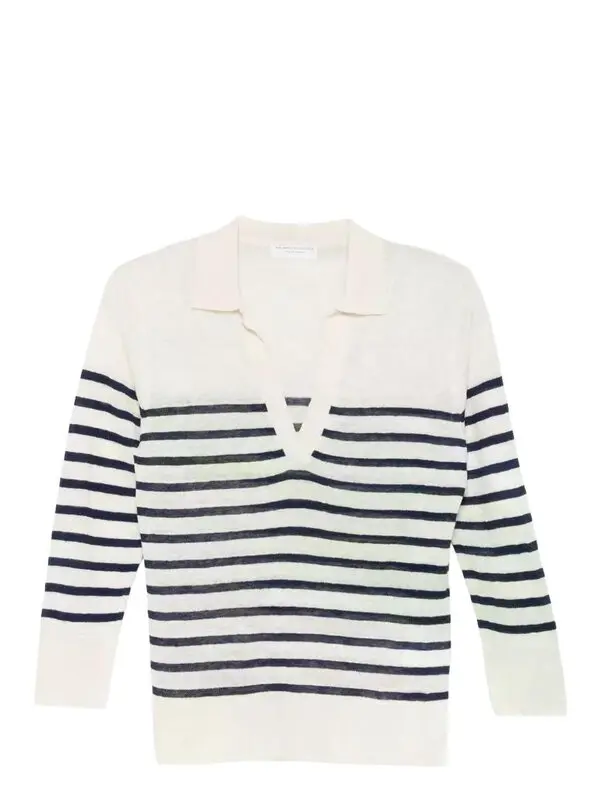 Majestic Filatures Striped Polo Knitwear - Neutrals