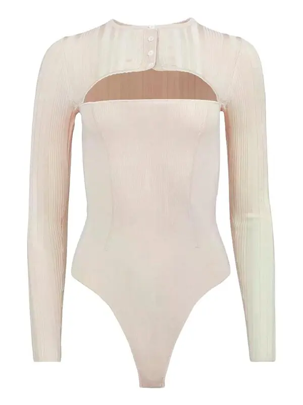 FLEUR DU MAL Button Rib Bodysuit - Neutrals