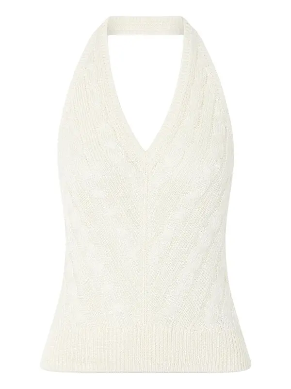 Ralph Lauren Cable-knit Silk Halterneck Top - Cream