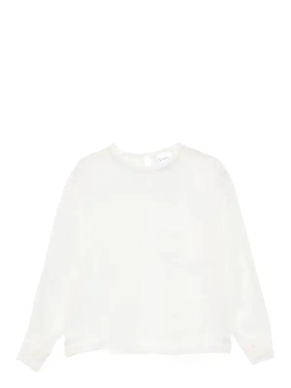 NUDE Chest-pocket Sheer Blouse - White