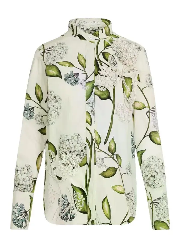 Oscar De La Renta Floral Poplin Shirt - Neutrals