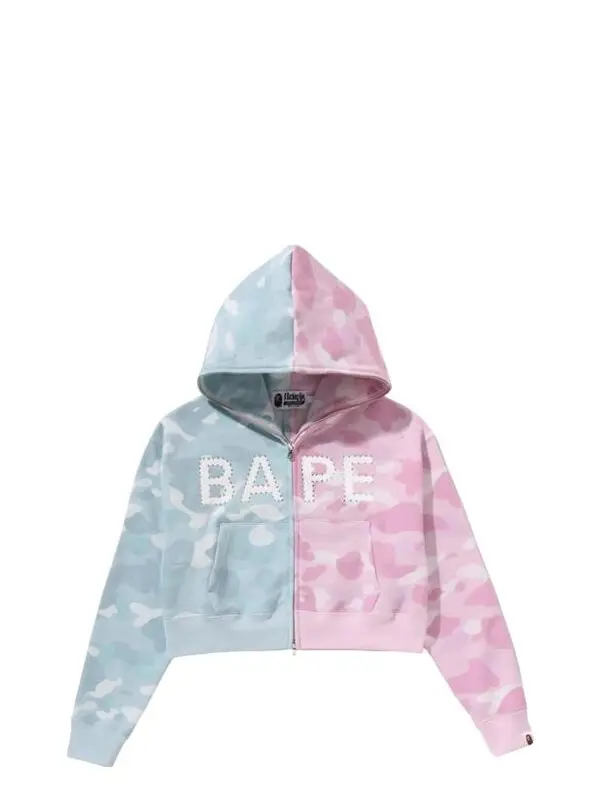 A BATHING APE Crystal Logo Camo Zip Hoodie - Pink