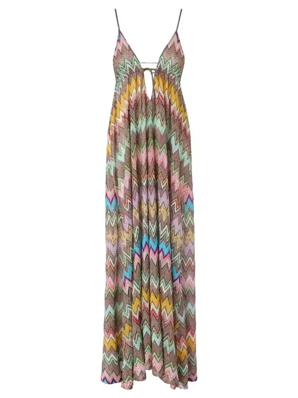 Missoni V-neck Sleeveless Maxi Dress - Brown
