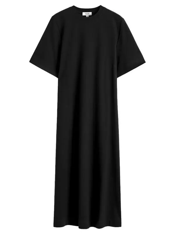 Cos Belt-detail Midi T-shirt Dress - Black