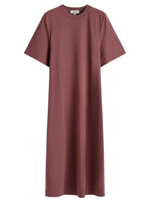 Cos Belt-detail Midi T-shirt Dress - Brown