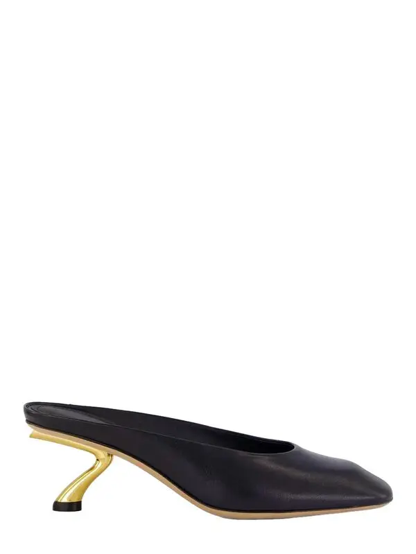 FERRAGAMO S-shaped Heel Mules - Black