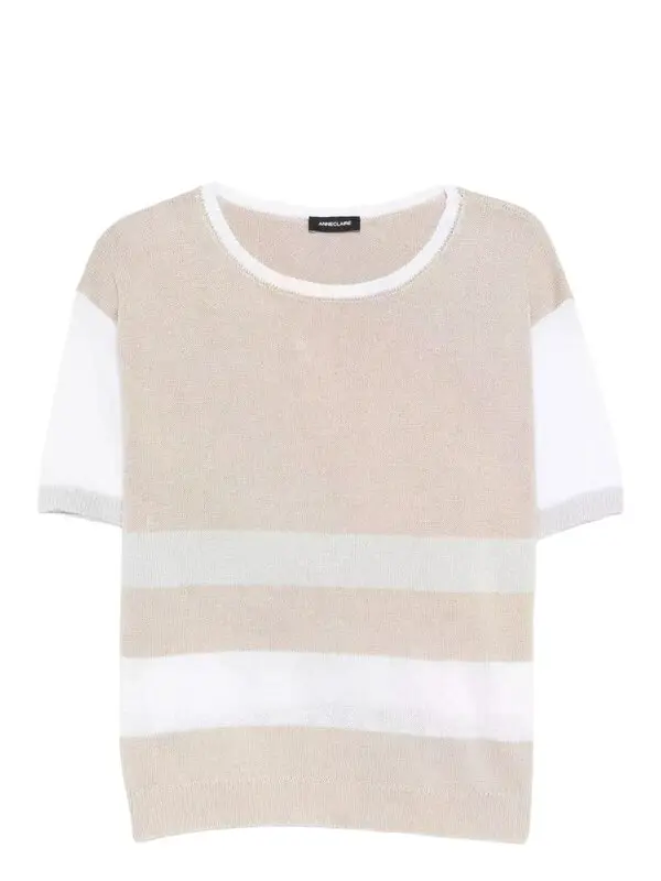 ANNE CLAIRE Striped Knit Top - Neutrals