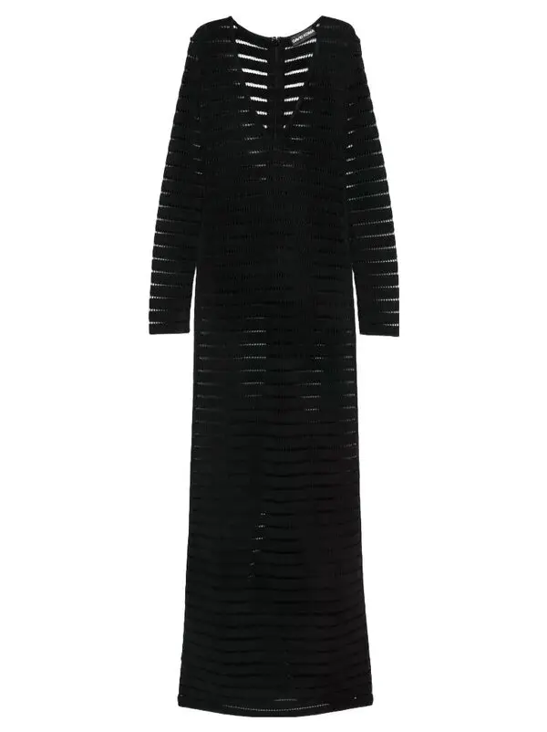 David Koma V-neck Openwork Maxi Dress - Black
