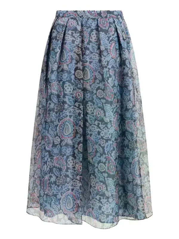 Max Mara Paisley-print Pleated Skirt - Blue