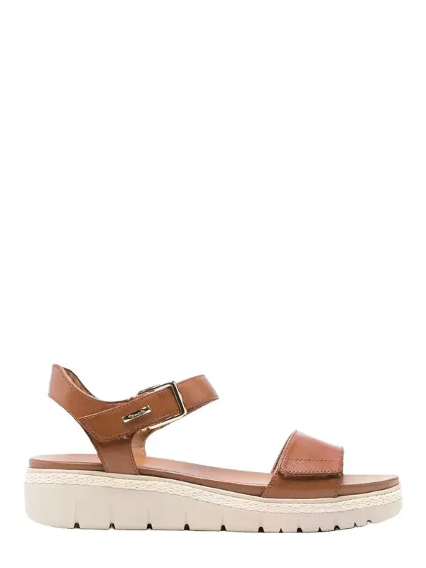 TAMARIS Buckle Strap Leather Sandals - Brown