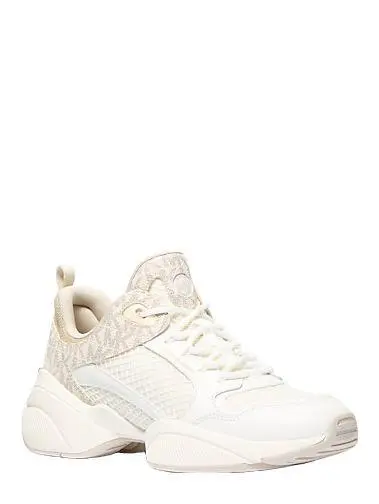 Michael Kors Bowie Signature Logo And Mesh Trainer - Natural