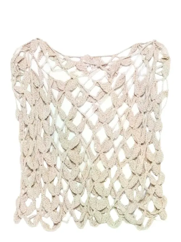 Antonelli Firenze Knit Crochet Top - Neutrals