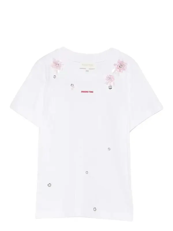 SHUSHU/TONG Floral Appliqué T-shirt - White