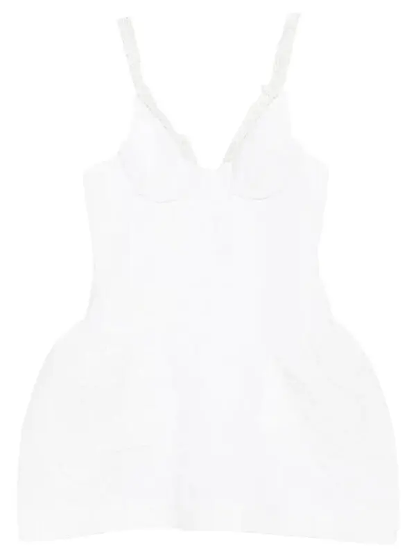 SHUSHU/TONG Lace Bow Mini Dress - White