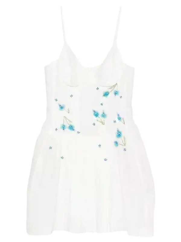SHUSHU/TONG Floral Pleated Mini Dress - White