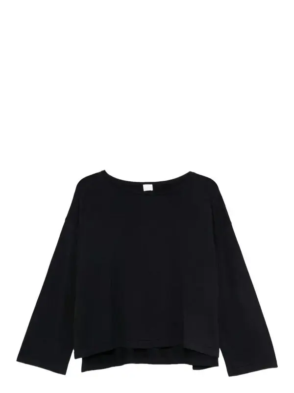 C.T.PLAGE Long Sleeve Boat-neck Sweater - Black