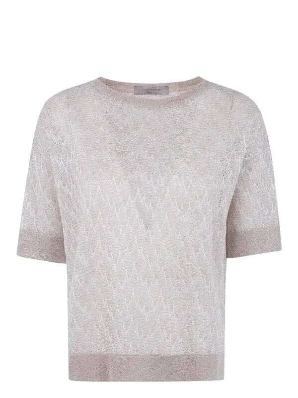 D.exterior Z-line Lux Short Sleeve Sweater - Metallic