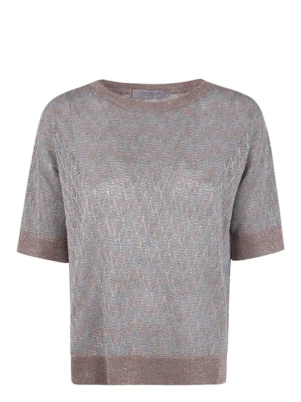 D.exterior Z-line Lux Short Sleeve Sweater - Brown