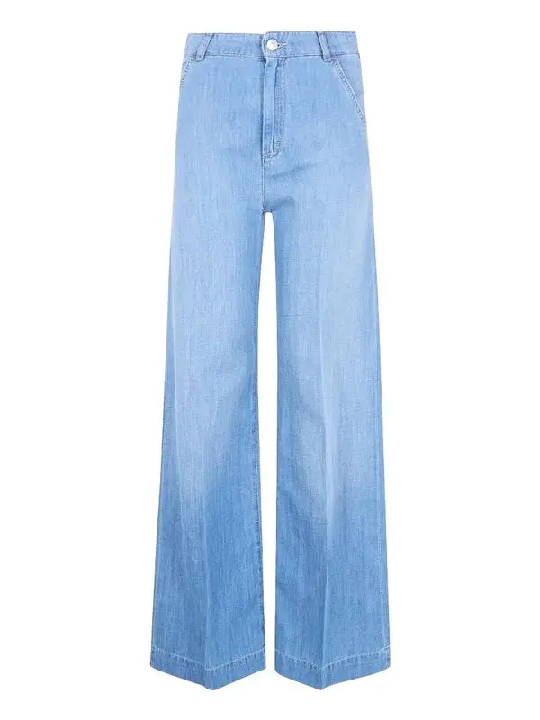 Seventy Light Denim Mixed Linen Jeans - Blue