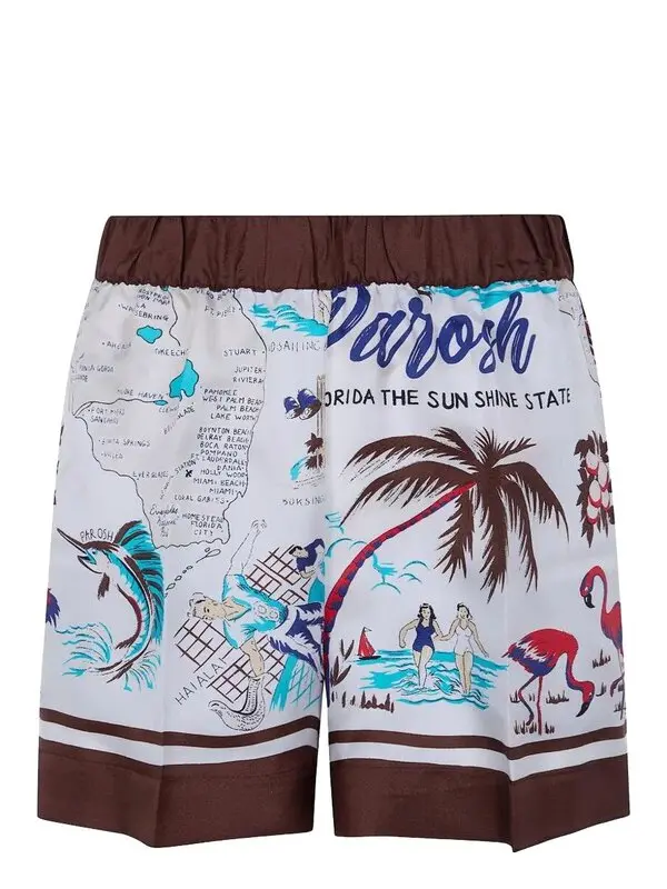 P.a.r.o.s.h Printed Silk Twill Shorts - Brown