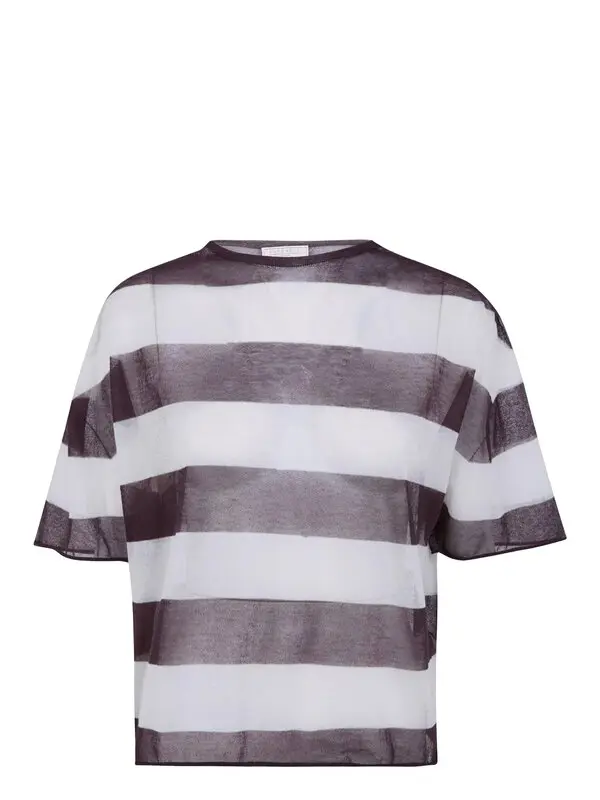 Antonelli Firenze Striped Round Neck T-shirt - White