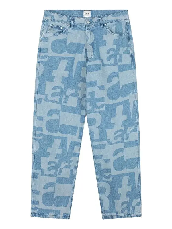ARTE ANTWERP Printed Denim Pants - Blue