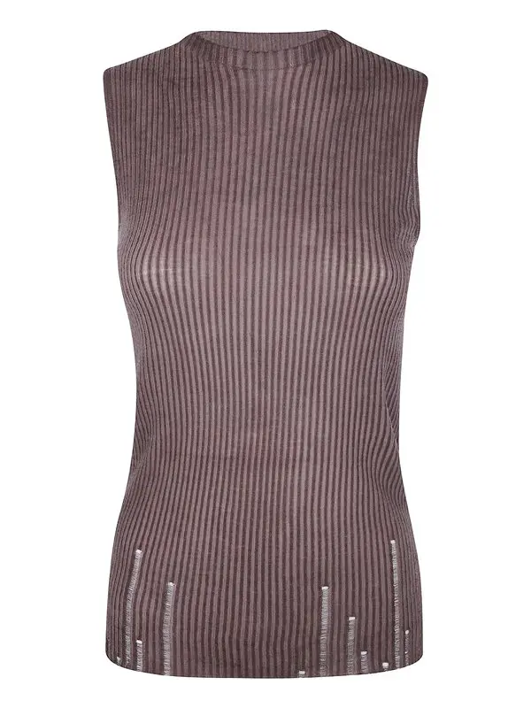 UMA WANG Sleeveless Wool Sweater - Brown