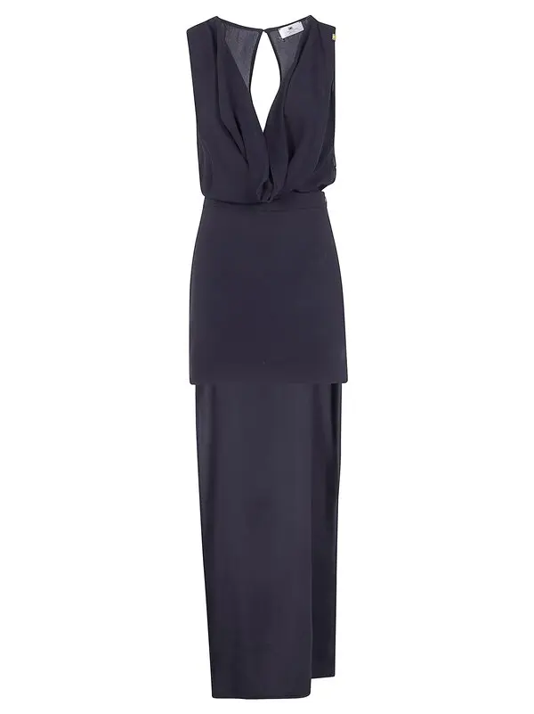 Elisabetta Franchi Asymmetrical Long Dress - Black