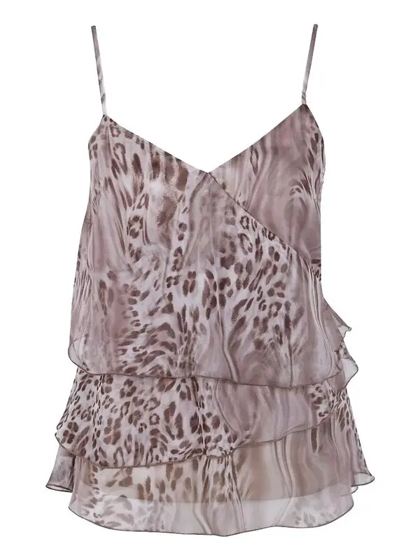BLUGIRL Animal Print Chiffon Top - Brown