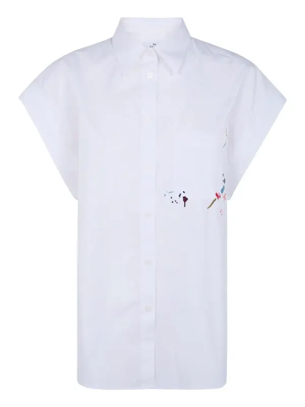 Paul Smith Embroidered Cotton-blend Shirt - White